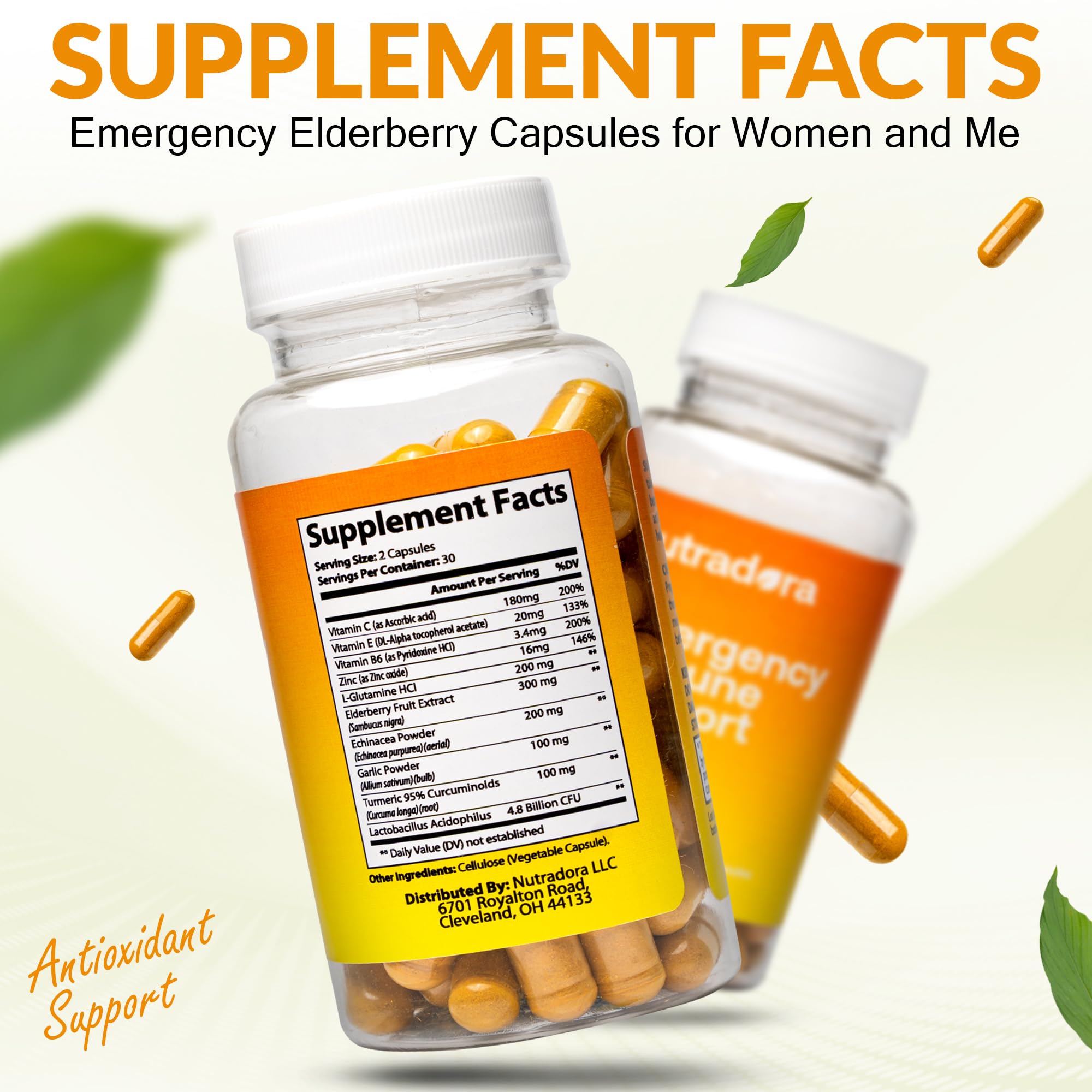 Elderberry capsules with zinc and vitamin C