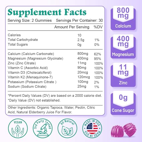 elderberry flavour calcium gummies