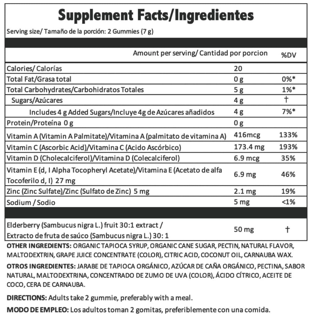 Elderberry gummies packed with zinc