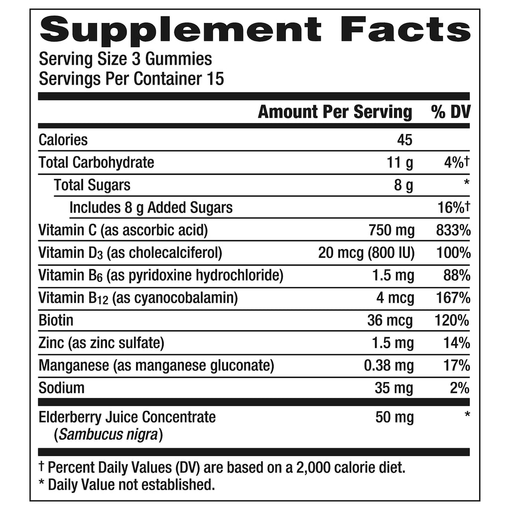 Elderberry gummy vitamins for adults