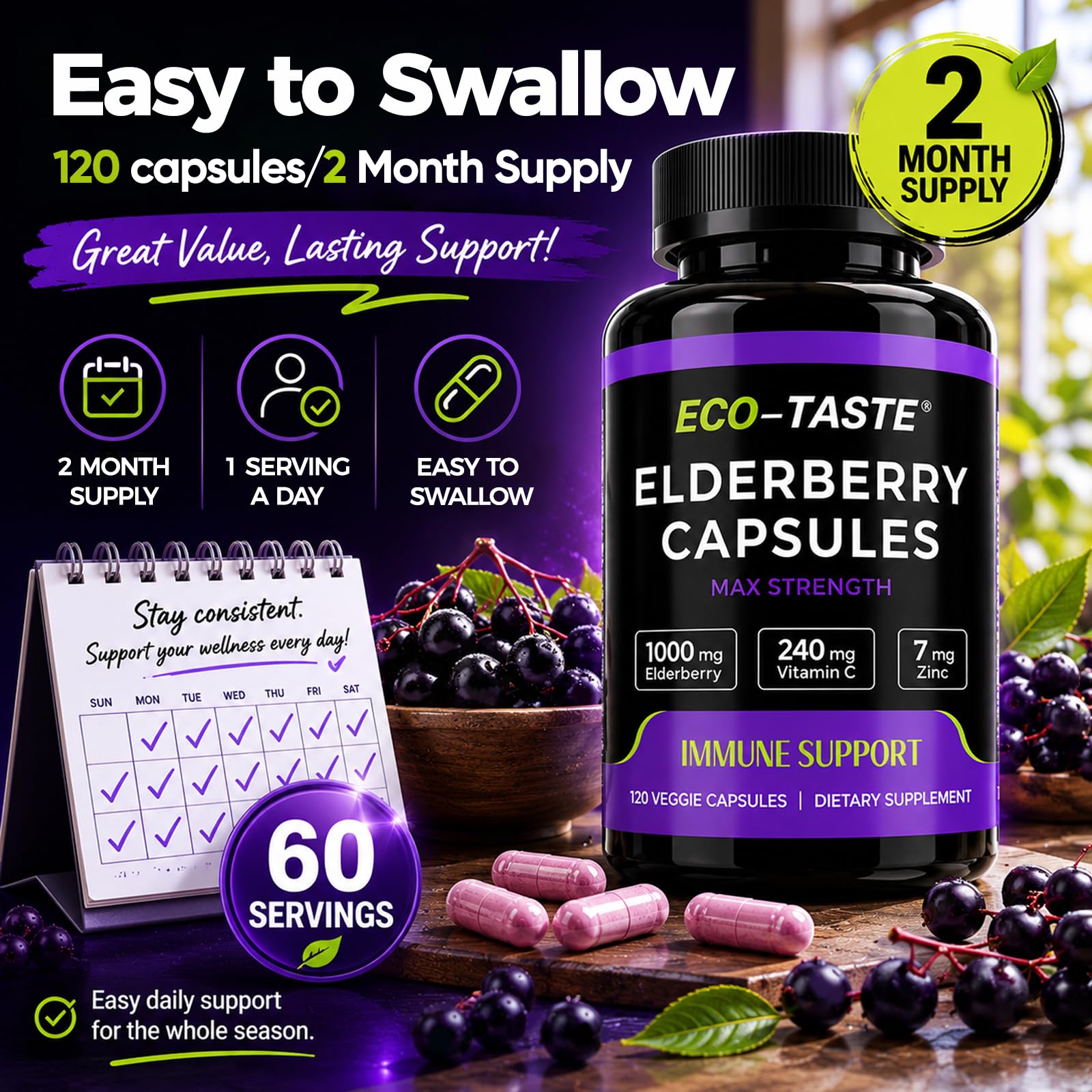 Elderberry supplement for overall vitality