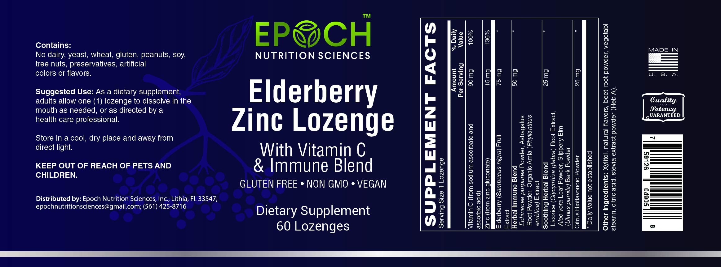Elderberry zinc lozenges for everyday health