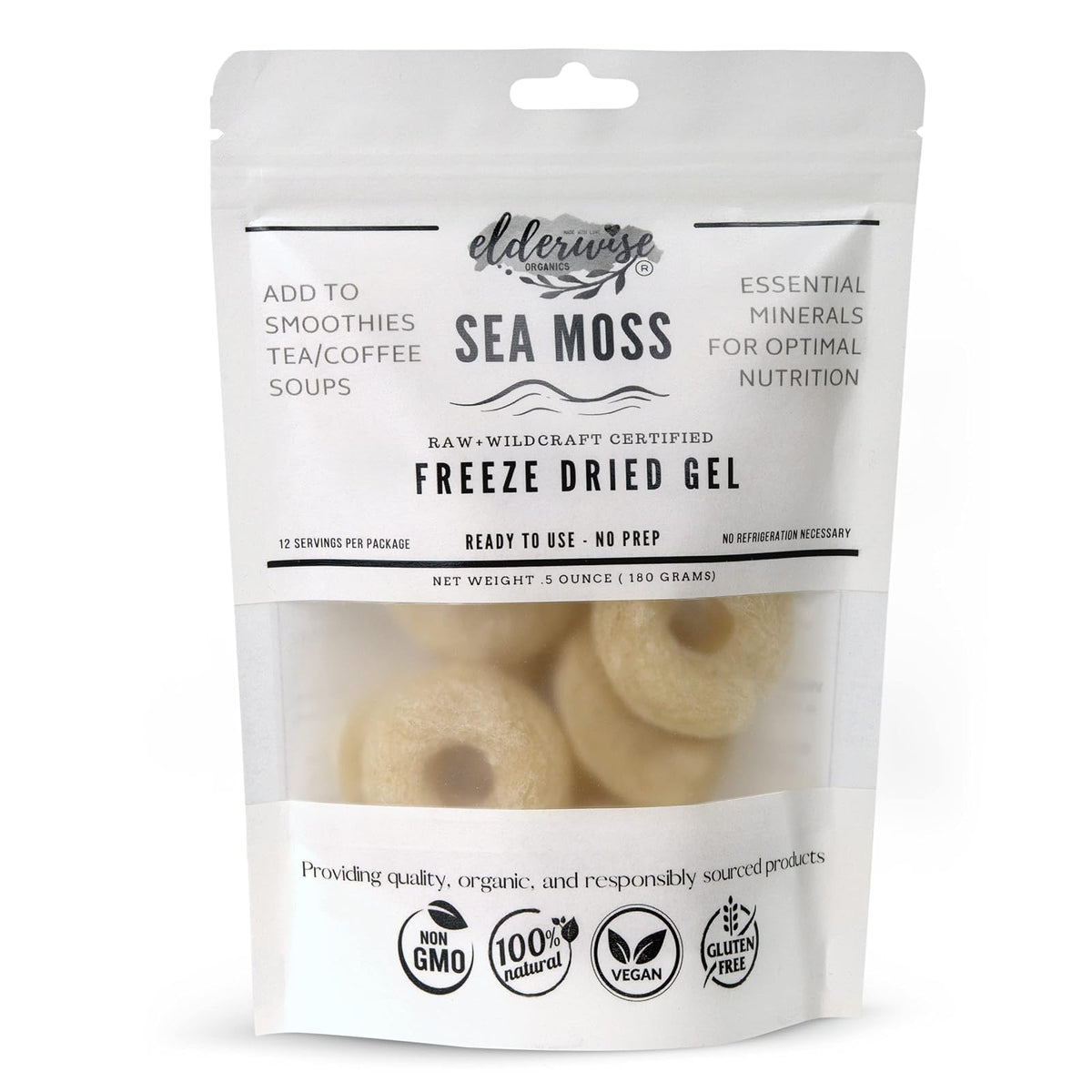 Elderwise sea moss gel packaging