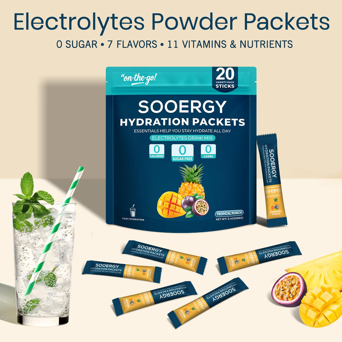 Electrolyte drink mix for active lifestyle