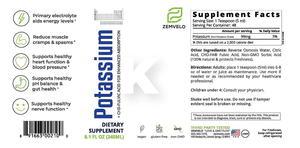 electrolyte potassium for hydration