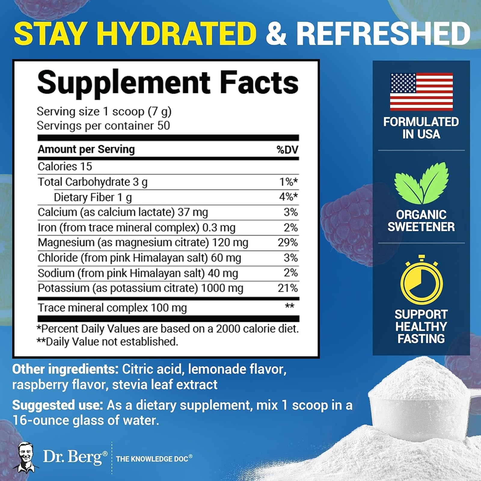 Electrolyte powder for energy support