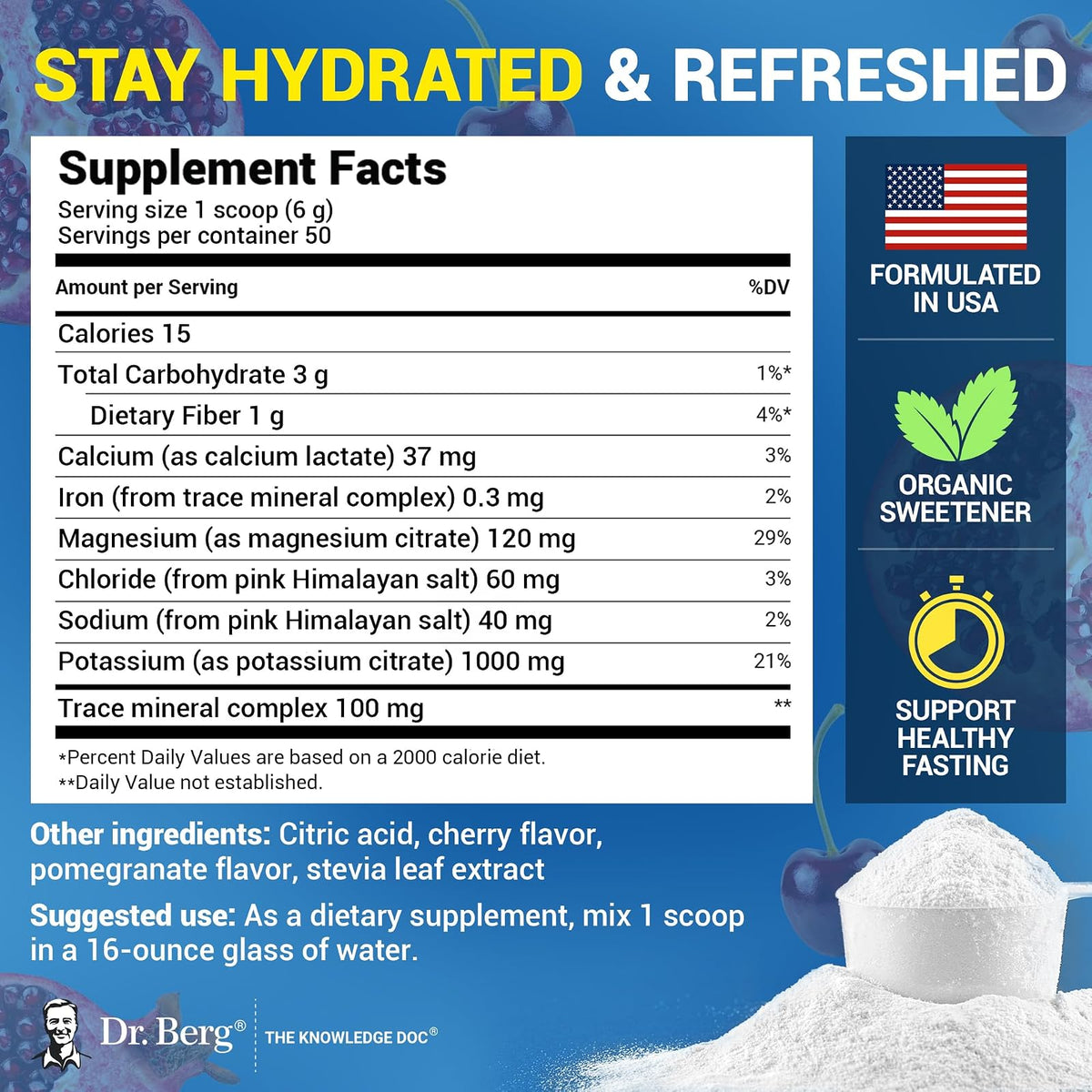 Electrolyte powder for energy support