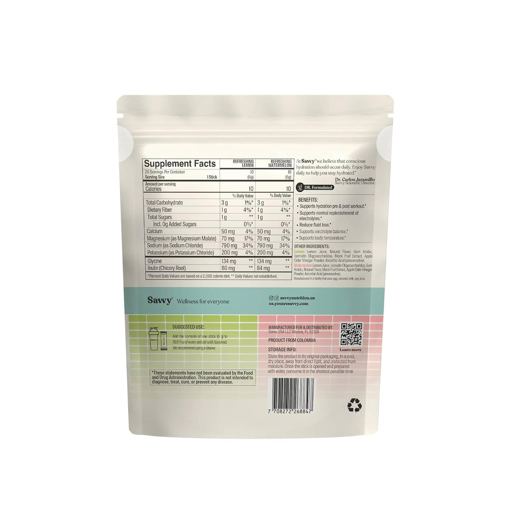 electrolyte powder sachets for energy