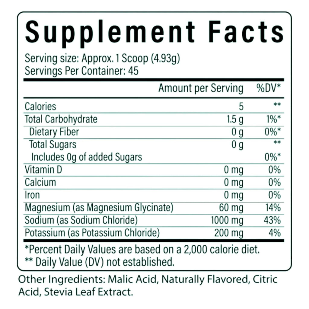 electrolyte powder with 1000 mg per serving