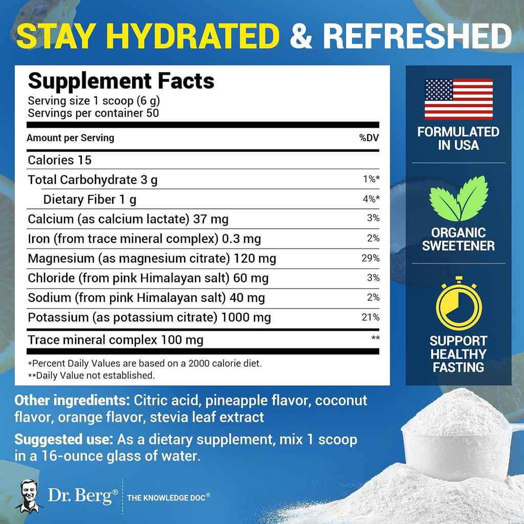 Electrolyte powder with 1000 mg potassium