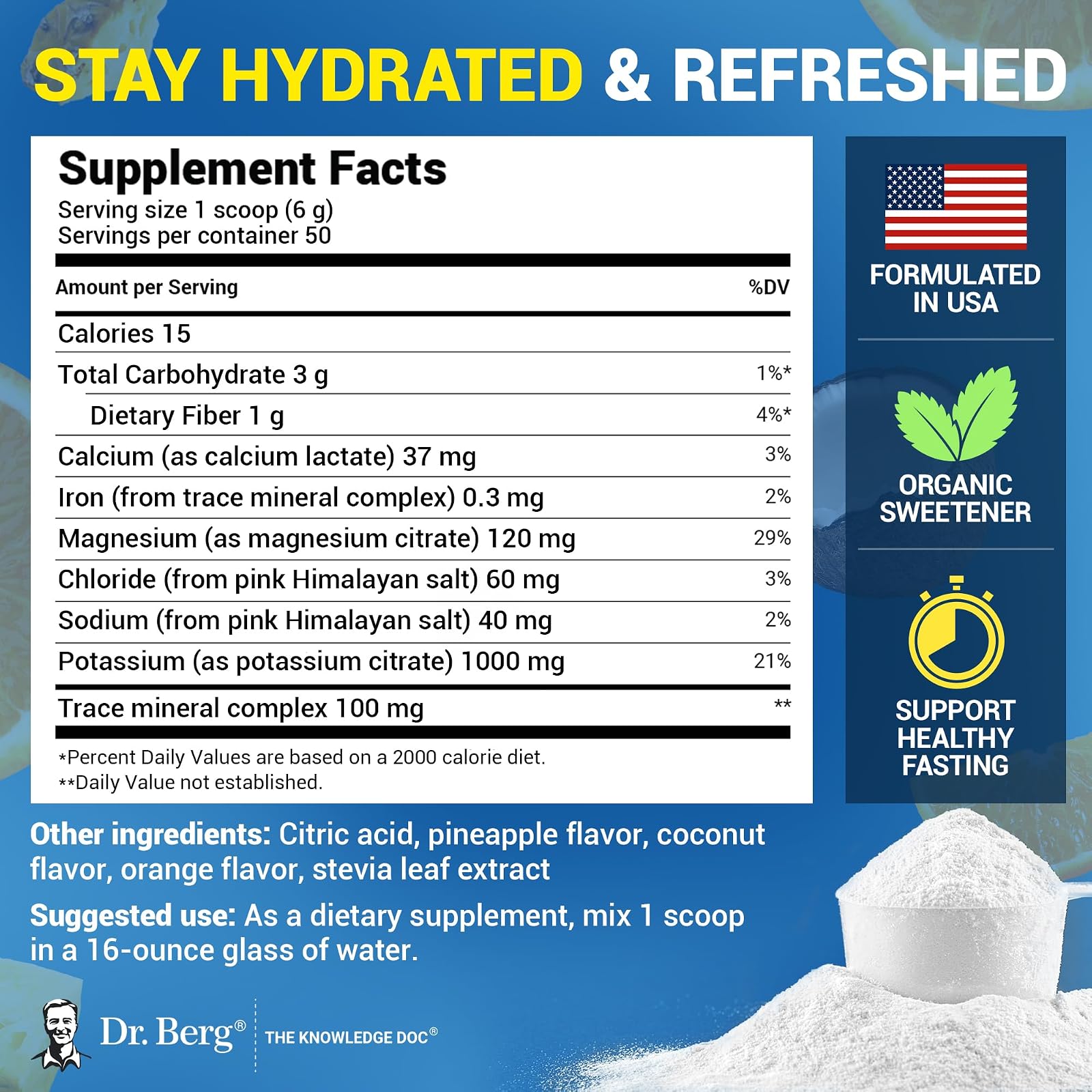 Electrolyte powder with 1000 mg potassium