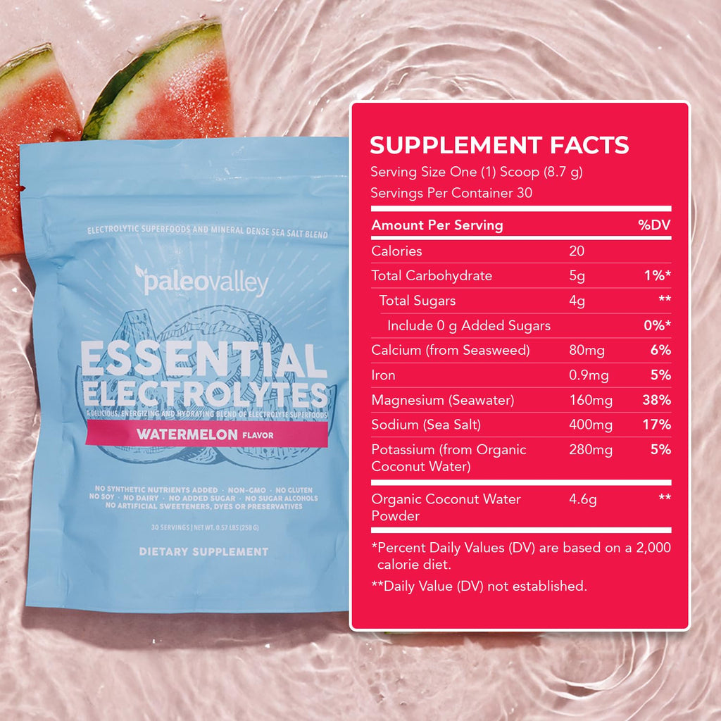 Electrolyte powder with refreshing watermelon flavour