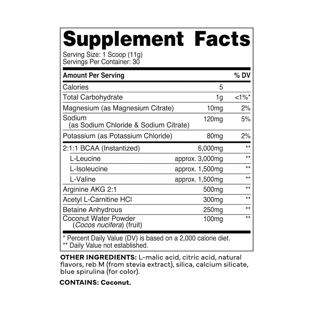 Electrolytes in BCAA powder for endurance