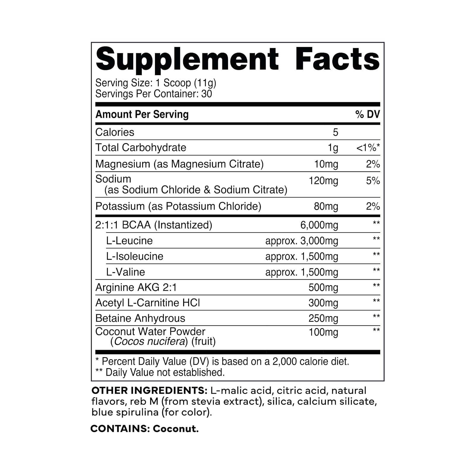 Electrolytes in BCAA powder for endurance