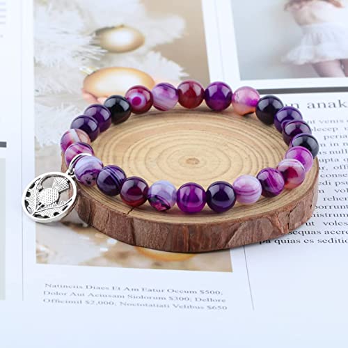 Elegant amethyst and thistle bracelet