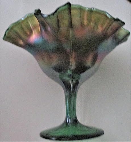 elegant green carnival glass compote