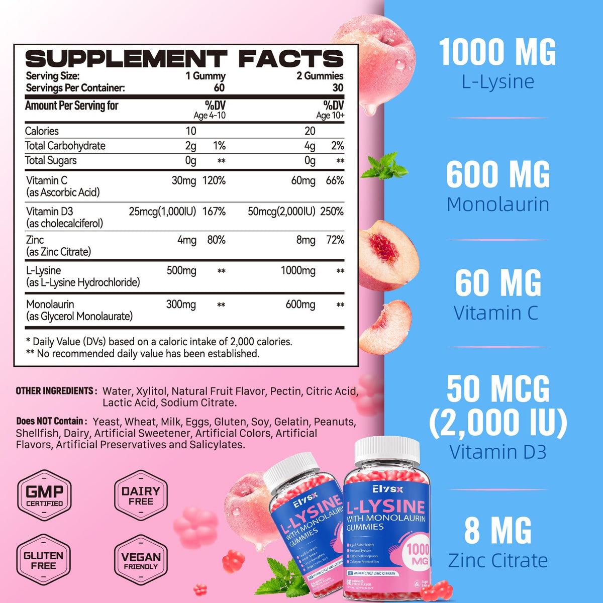 Elysx L-Lysine gummies for daily wellness