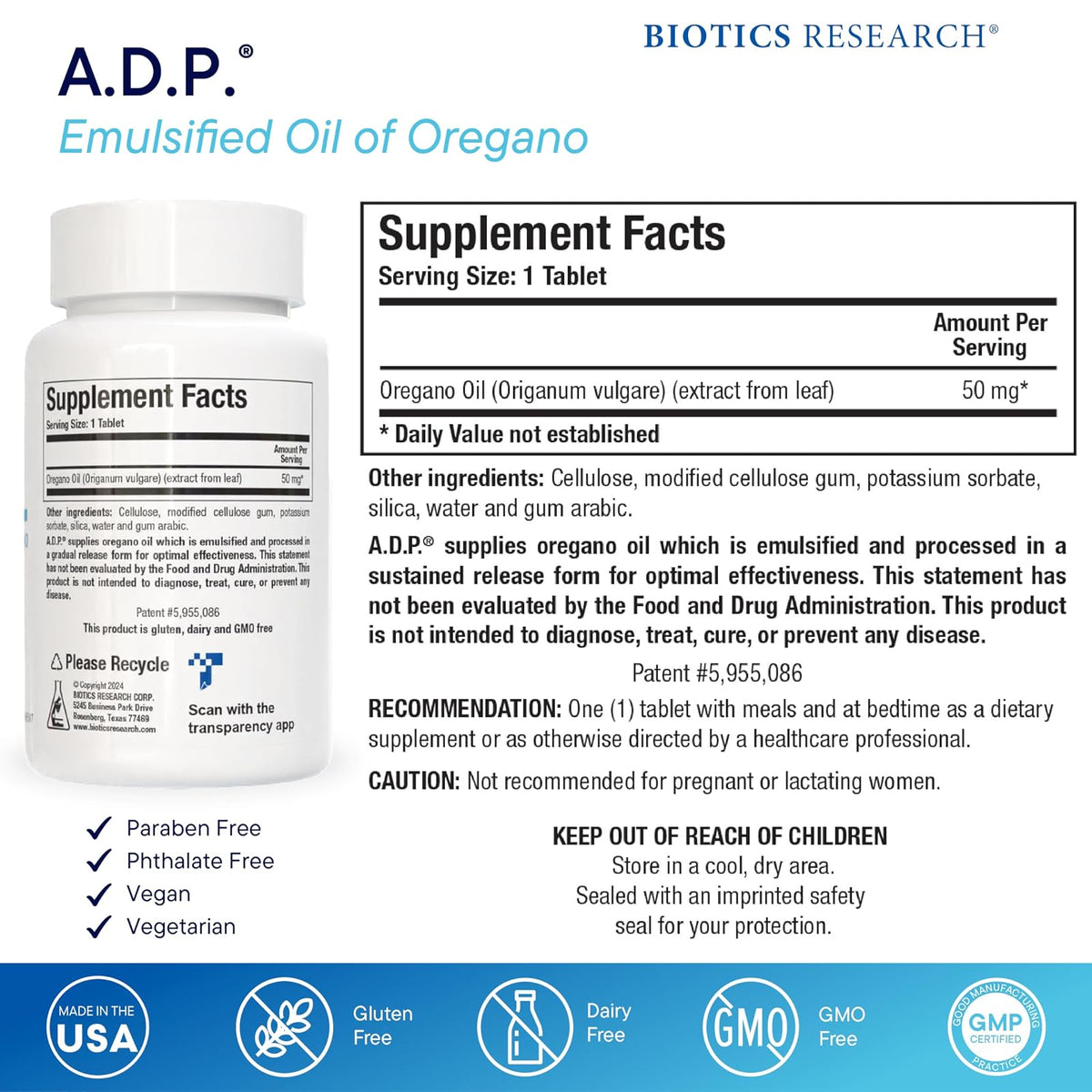 emulsified oil of oregano tablets