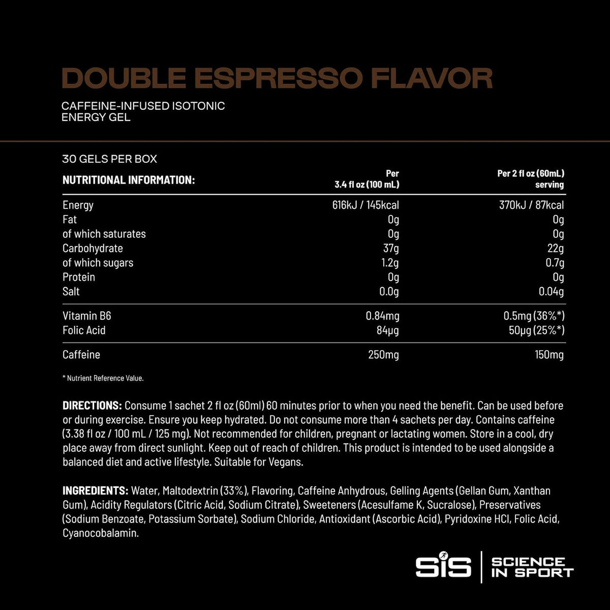 Endurance gel with 150 mg caffeine