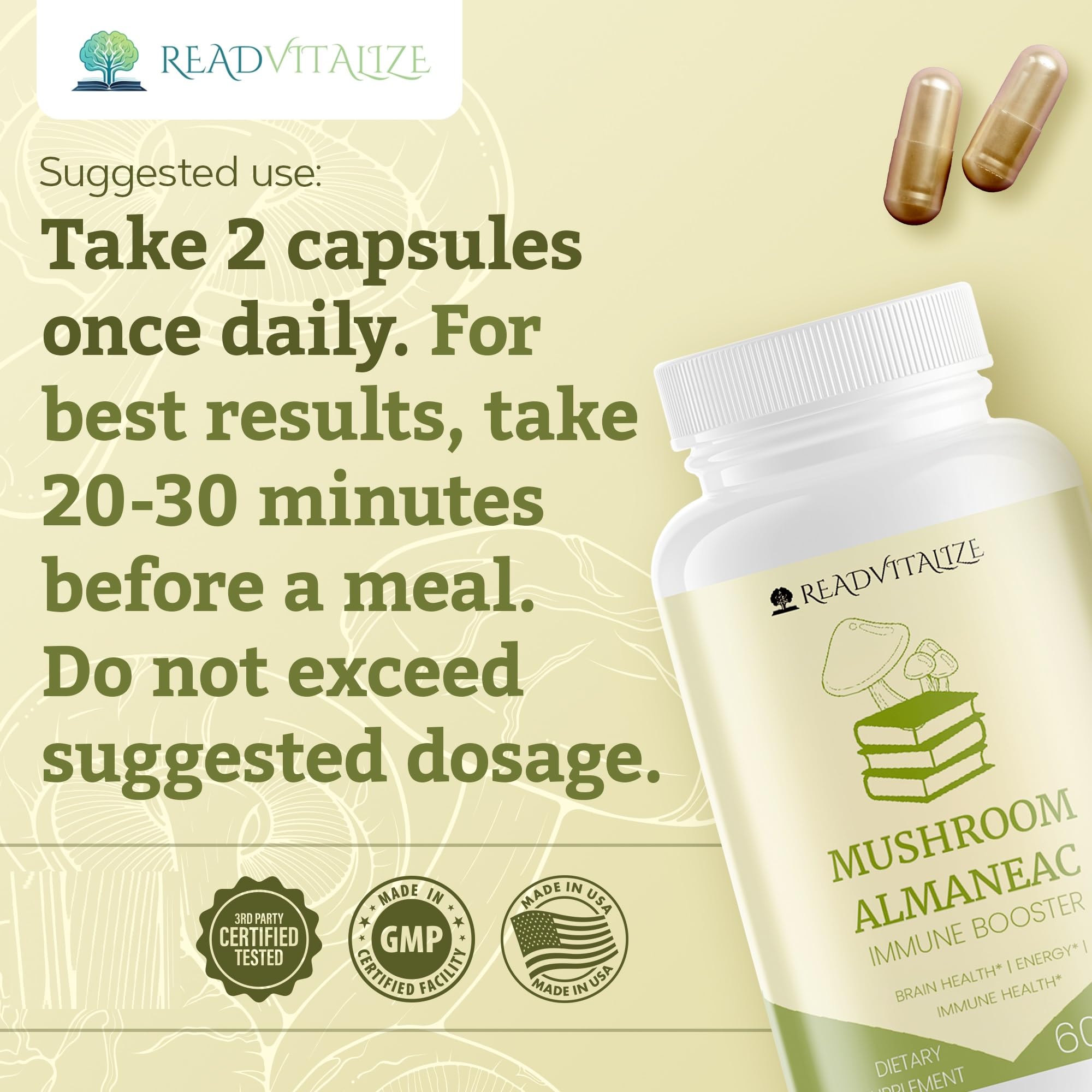 Energy-boosting mushroom blend capsules