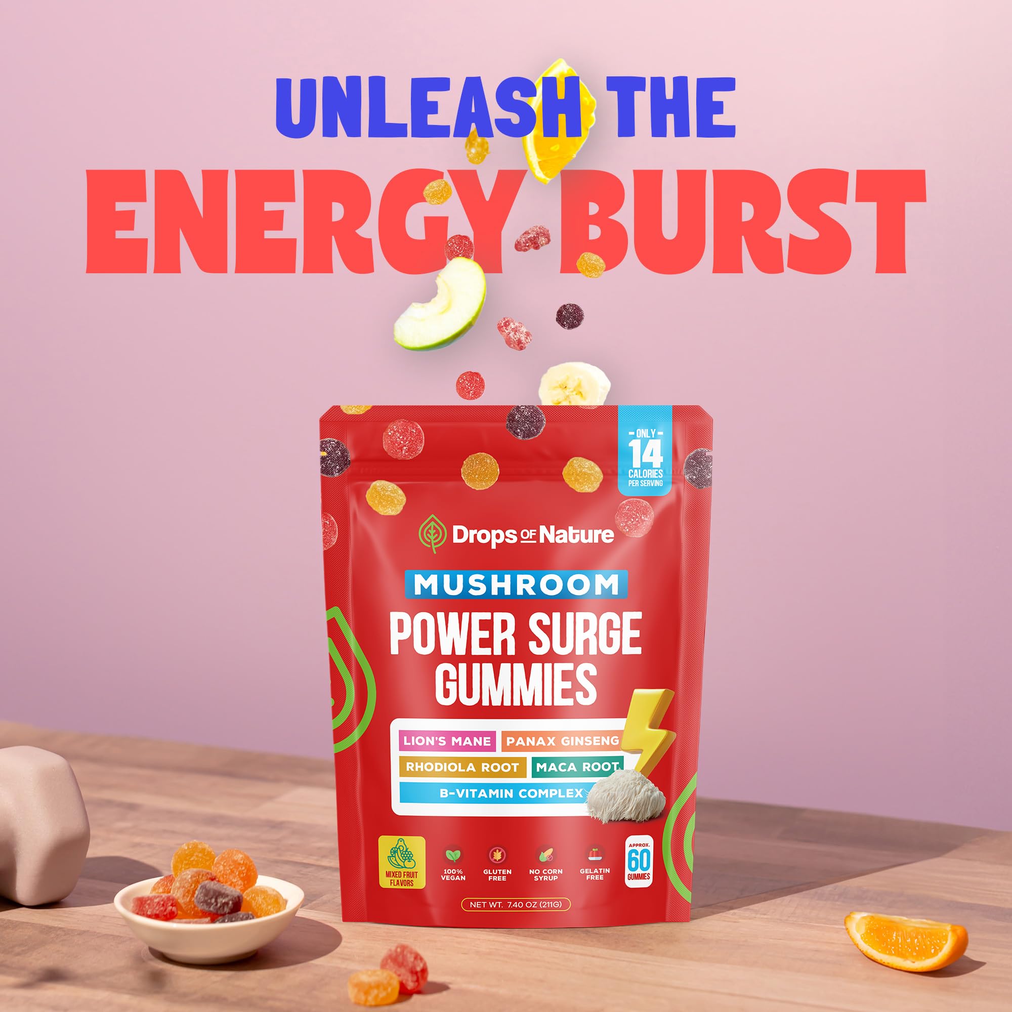 energy-boosting mushroom gummy snacks
