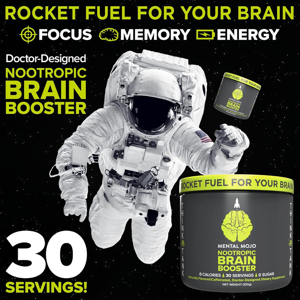 Energy-boosting nootropic drink mix powder