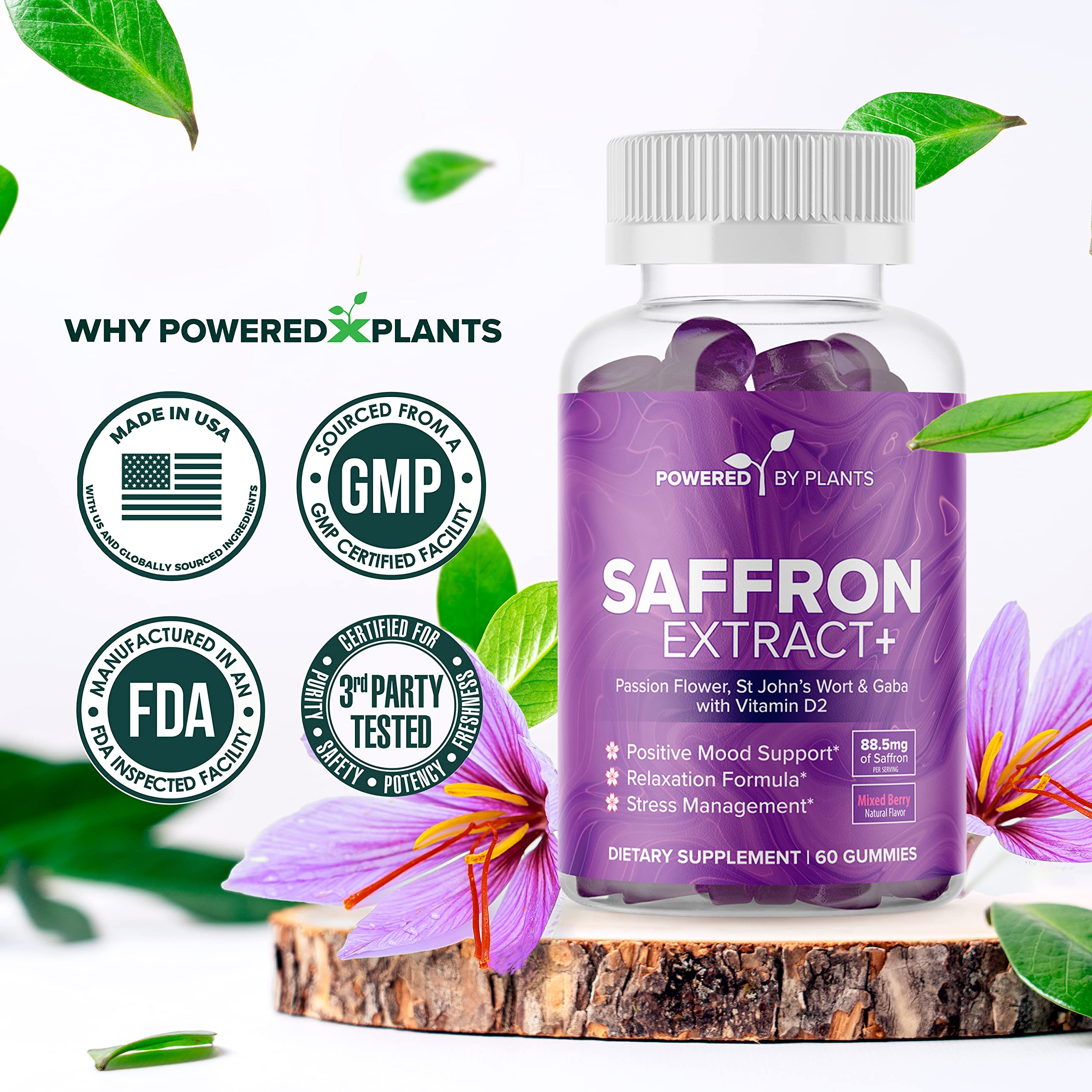 Energy-boosting saffron gummies for adults
