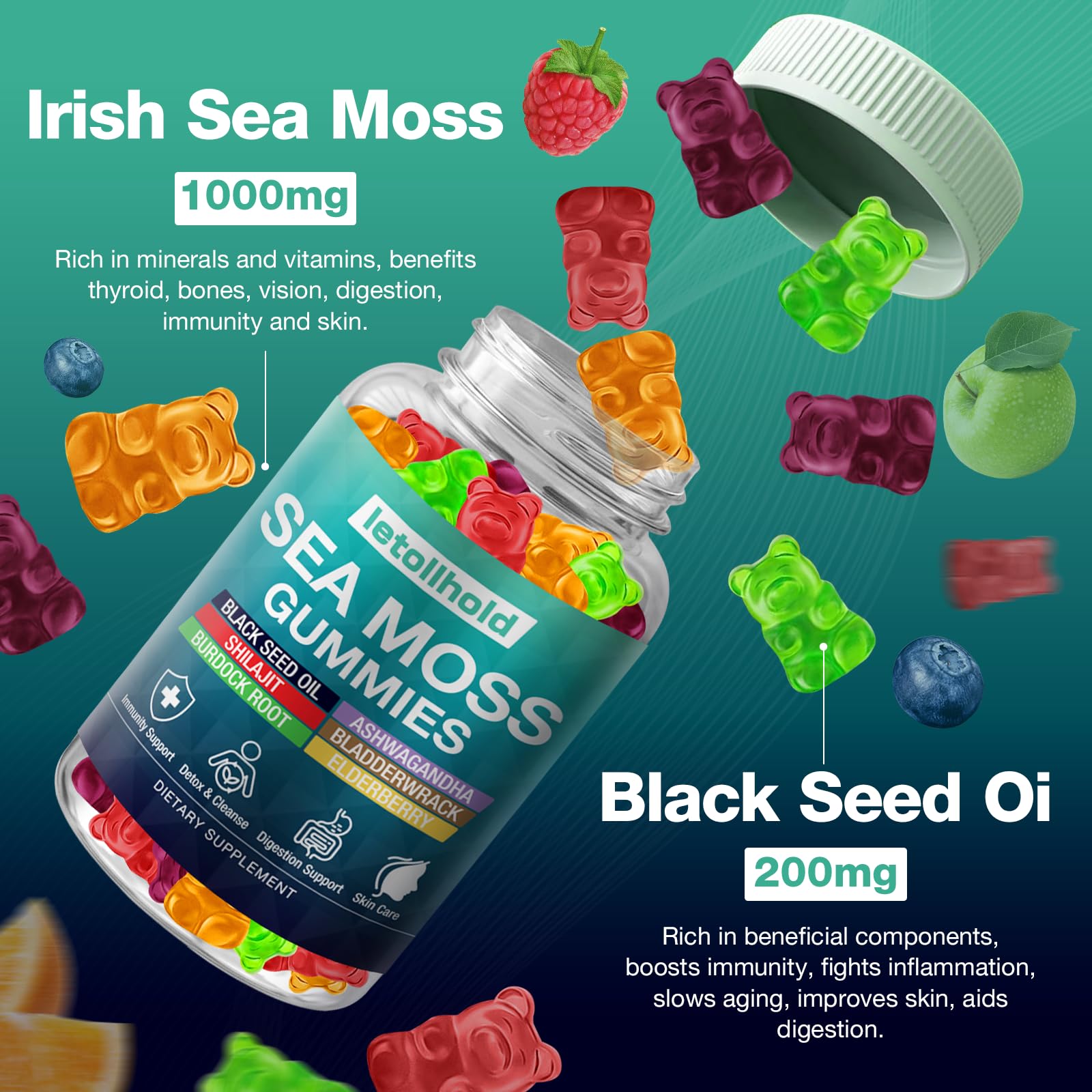 Energy-boosting sea moss gummies