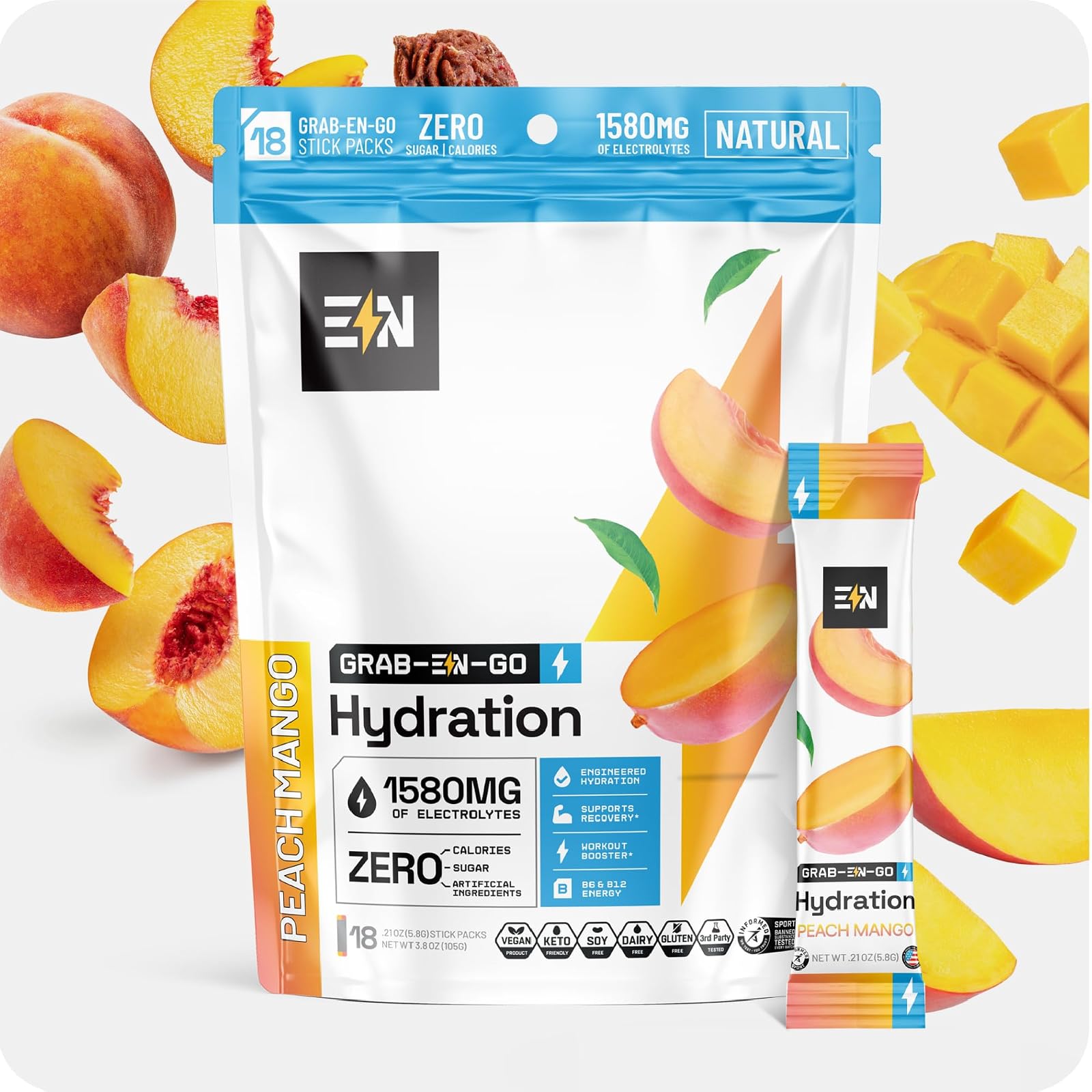 Engineered Nutrition electrolyte powder peach mango