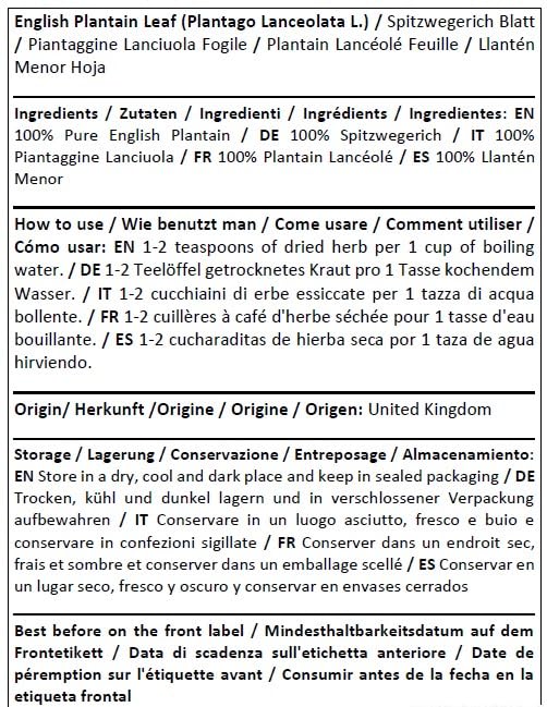 English Plantain Leaf health supplement