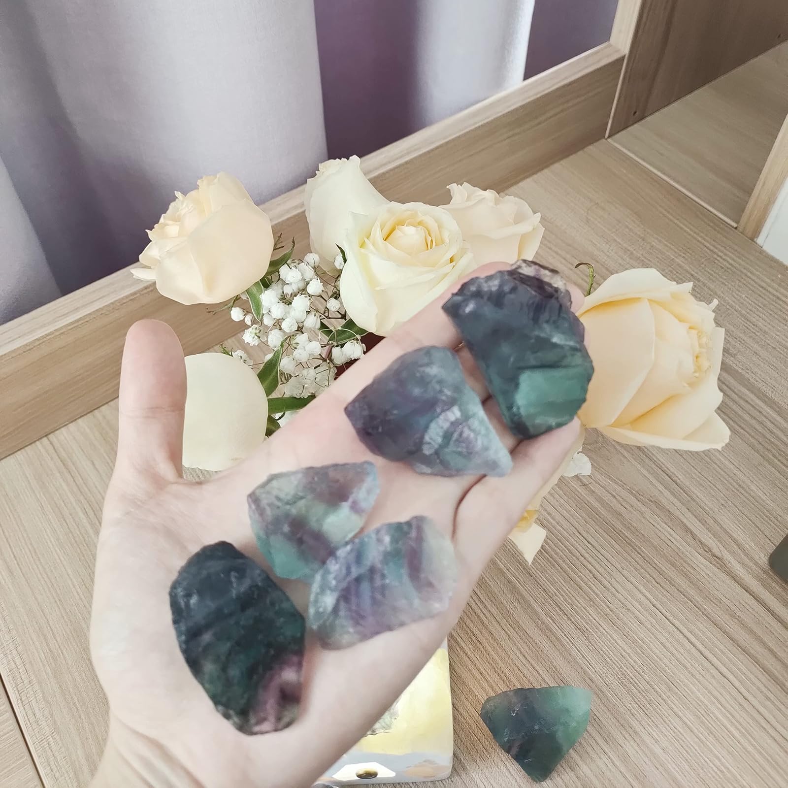 enhance nails with fluorite crystals