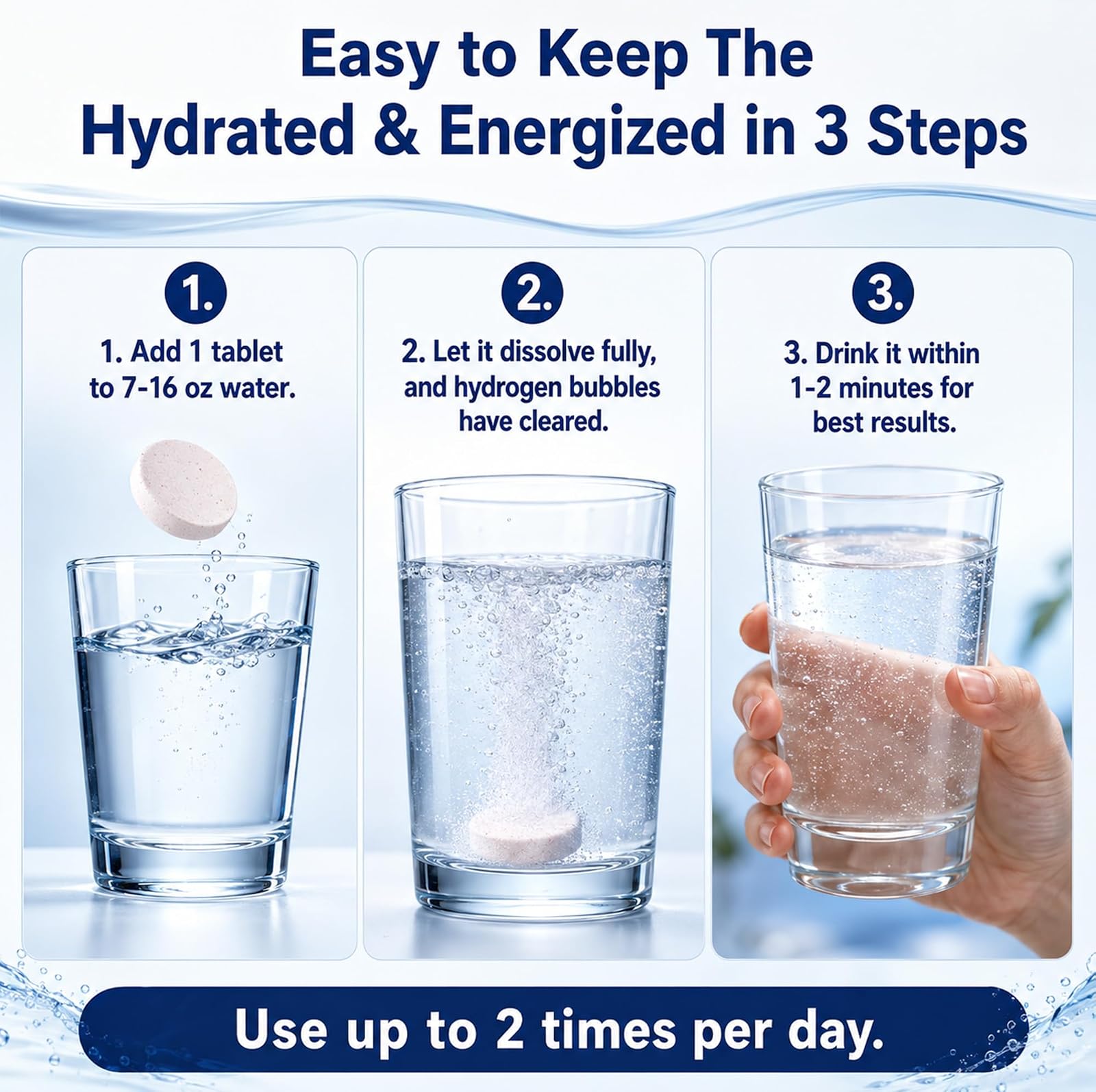 Enhance water with hydrogen tablets