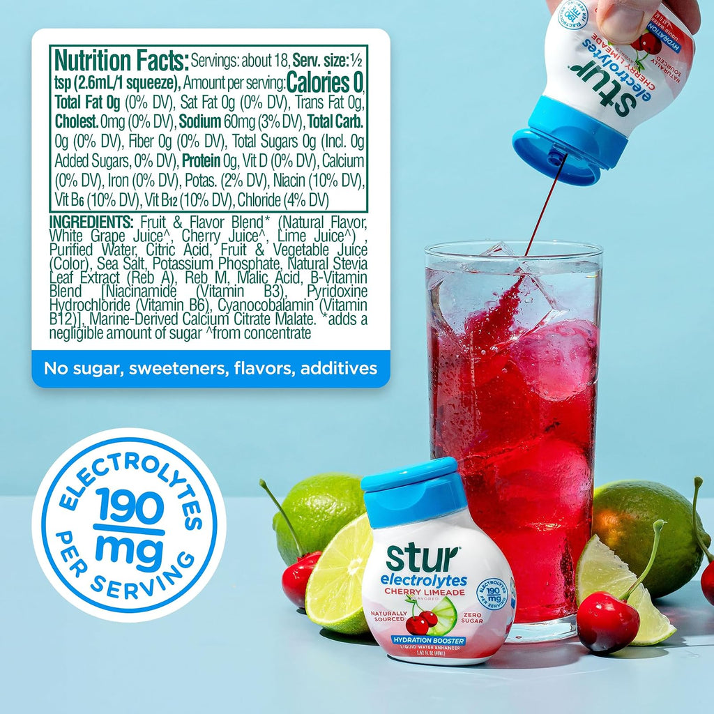 enhance water with Stur cherry limeade