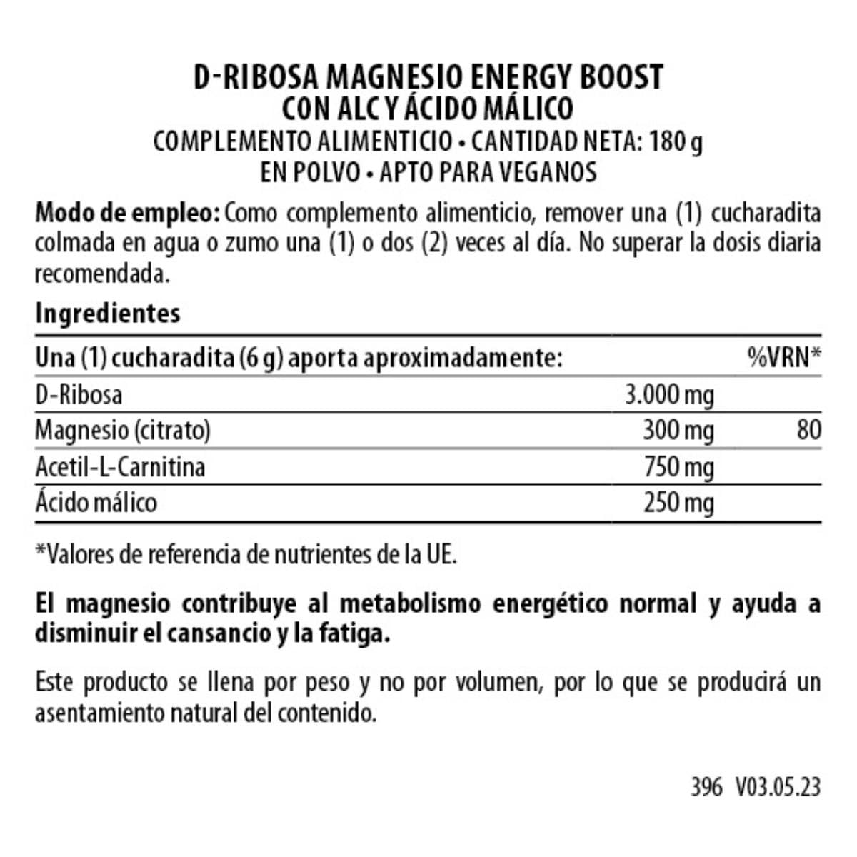 enhanced energy with ribose formula