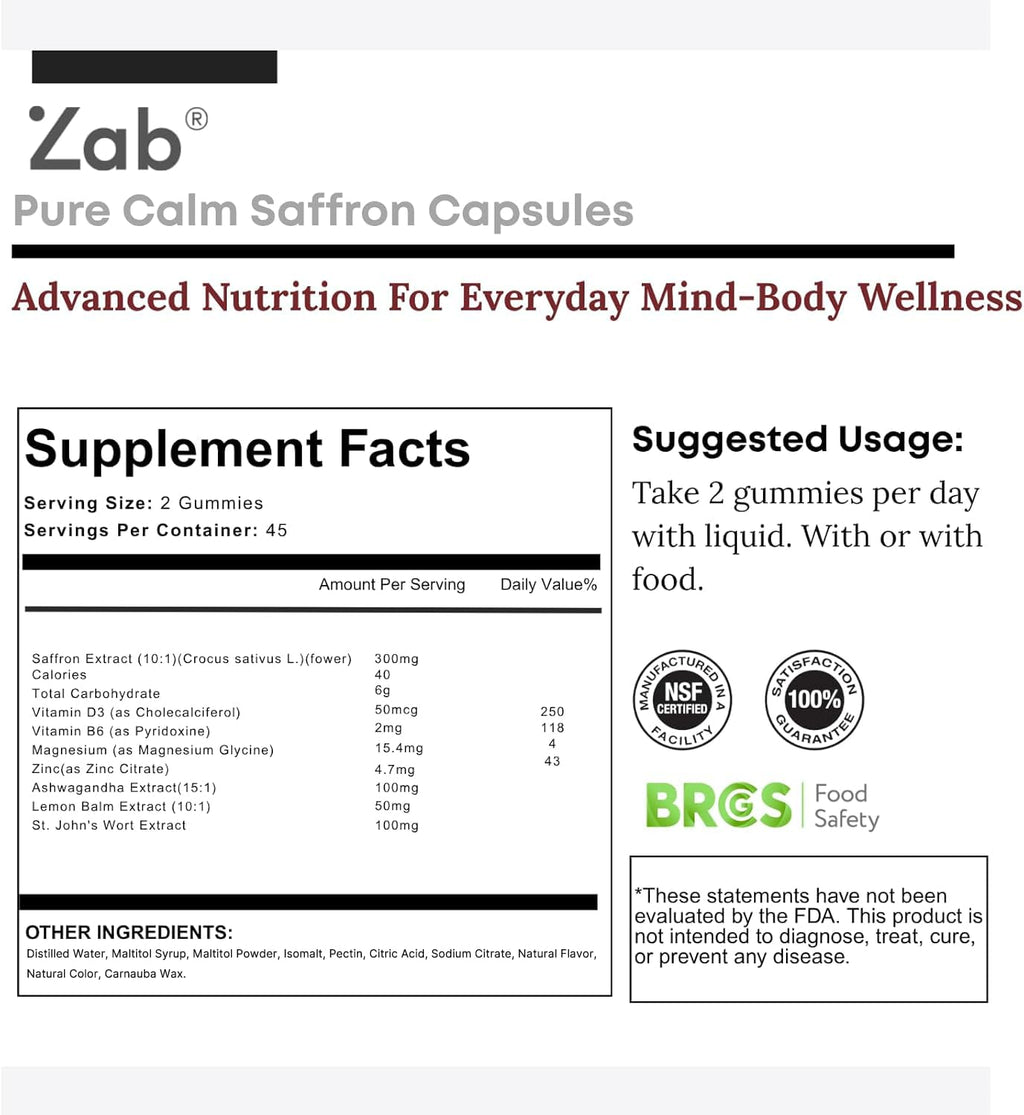 enhanced focus with ZAB saffron gummies