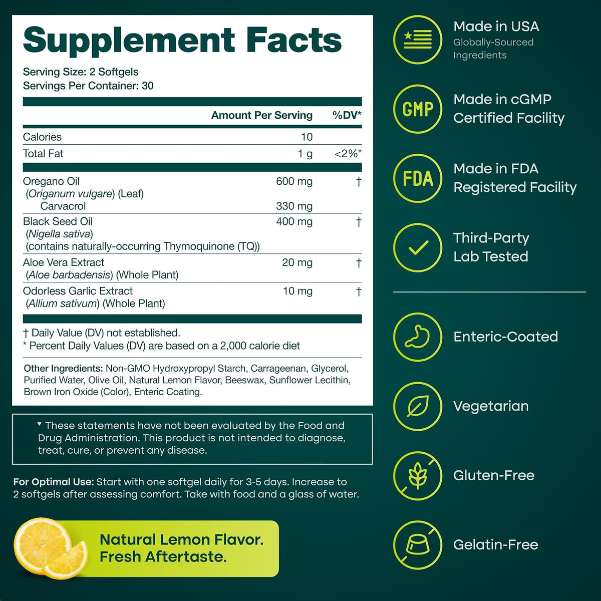 Enteric-coated lemon softgels