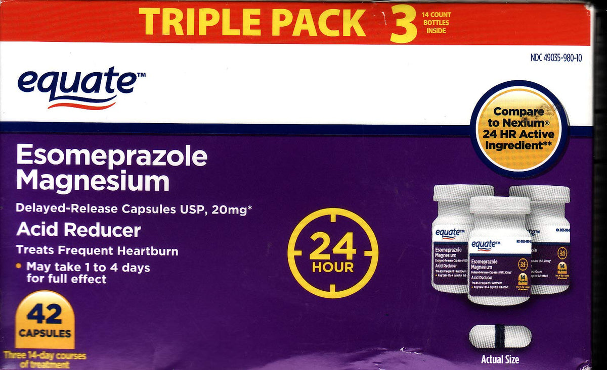 Equate Esomeprazole Magnesium capsules for heartburn relief