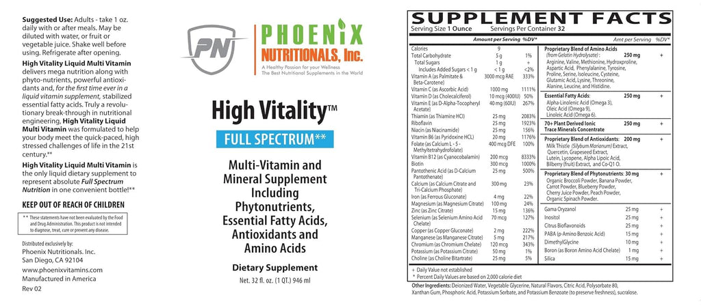 essential minerals in PHOENIX NUTRITIONALS formula