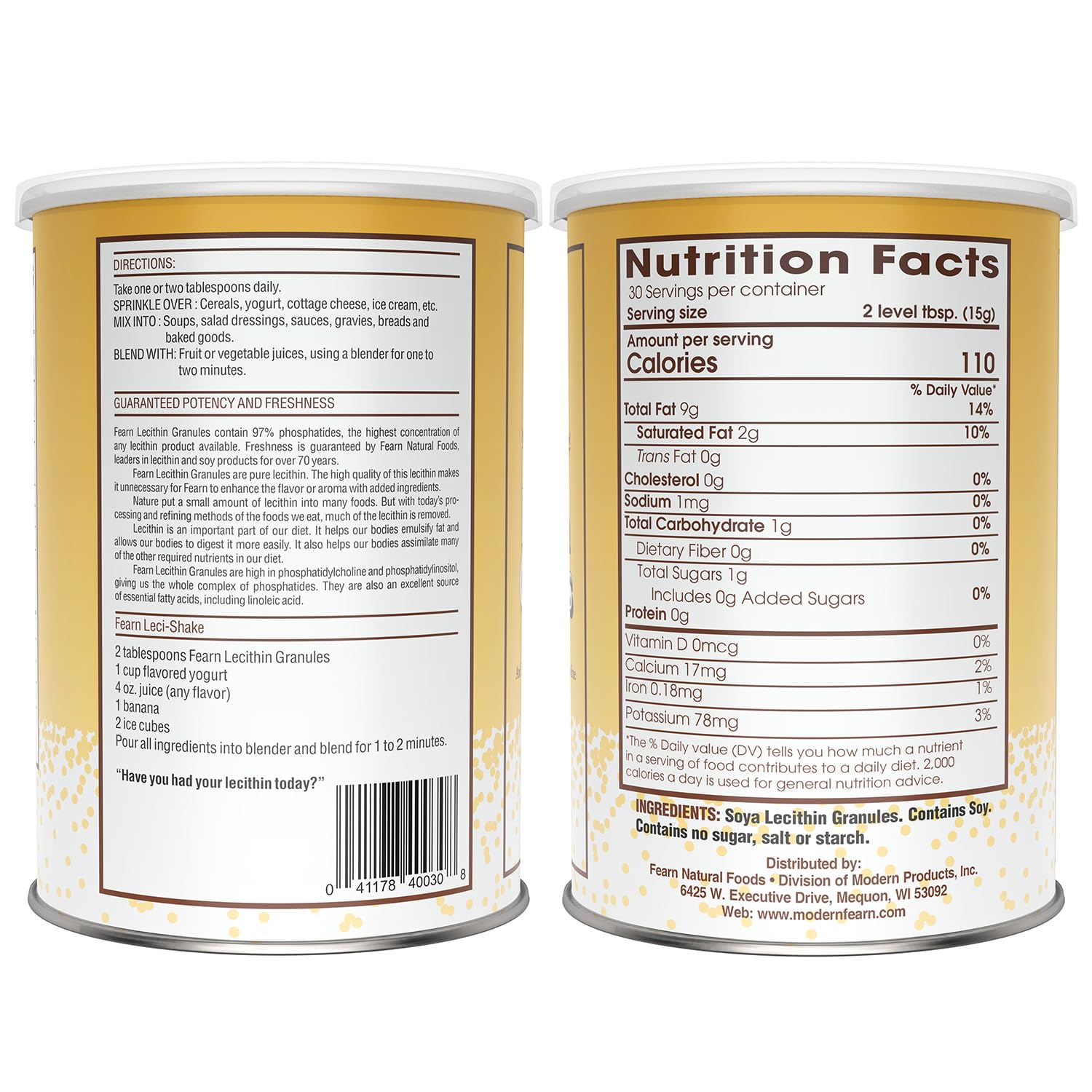 Essential nutrient soy lecithin granules