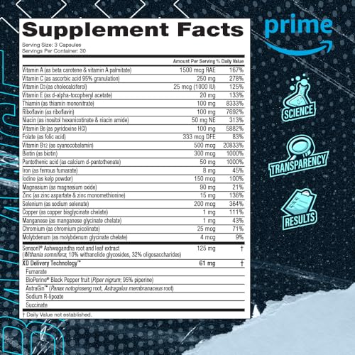 Essential nutrients in blended vitamin formula