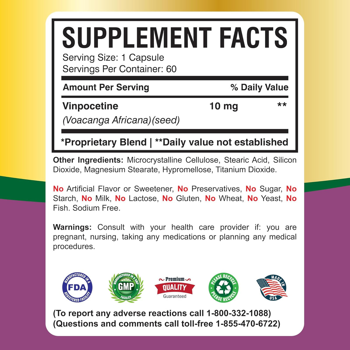 Essential nutrients in Cavintona formula