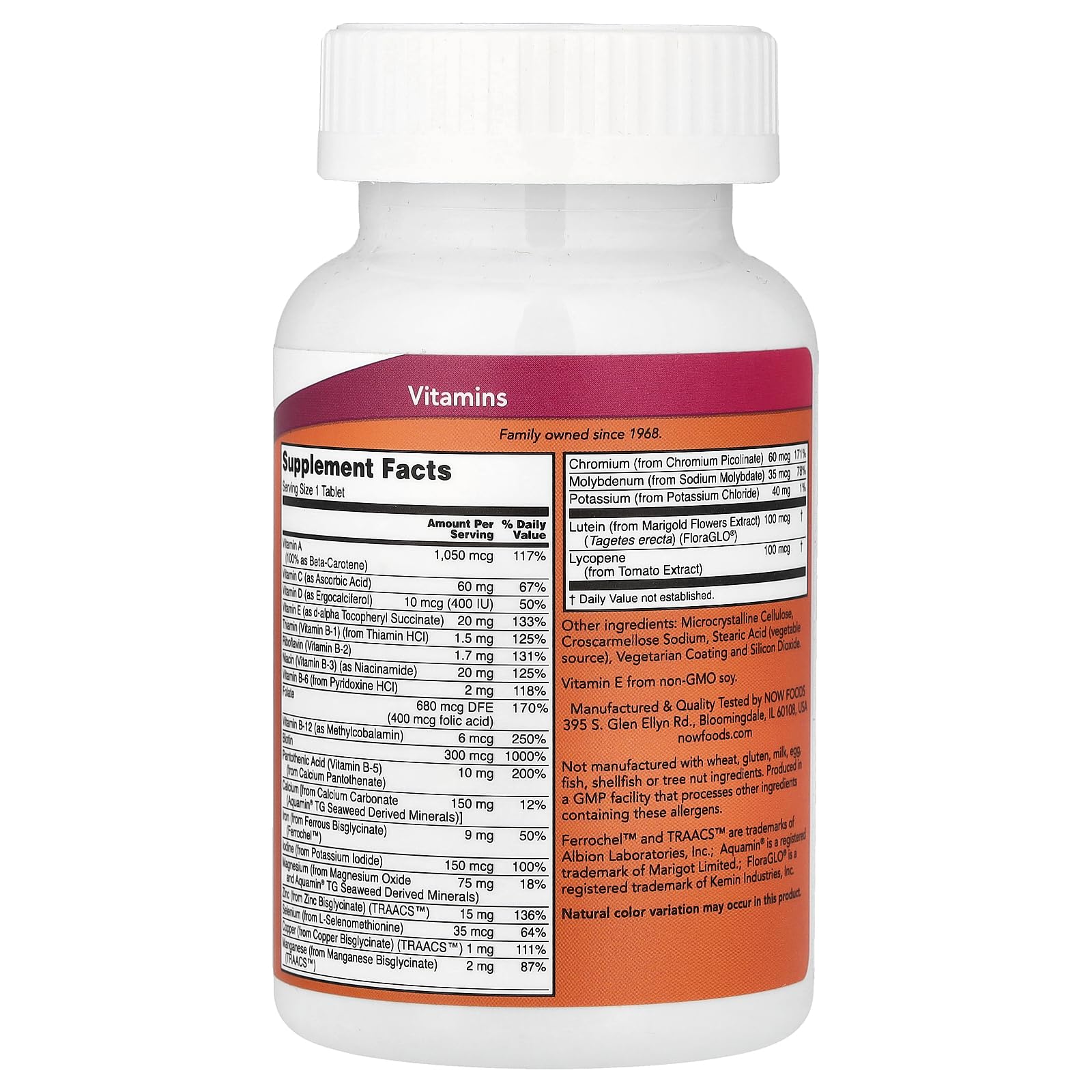 Essential nutrients in Daily Vits Multi