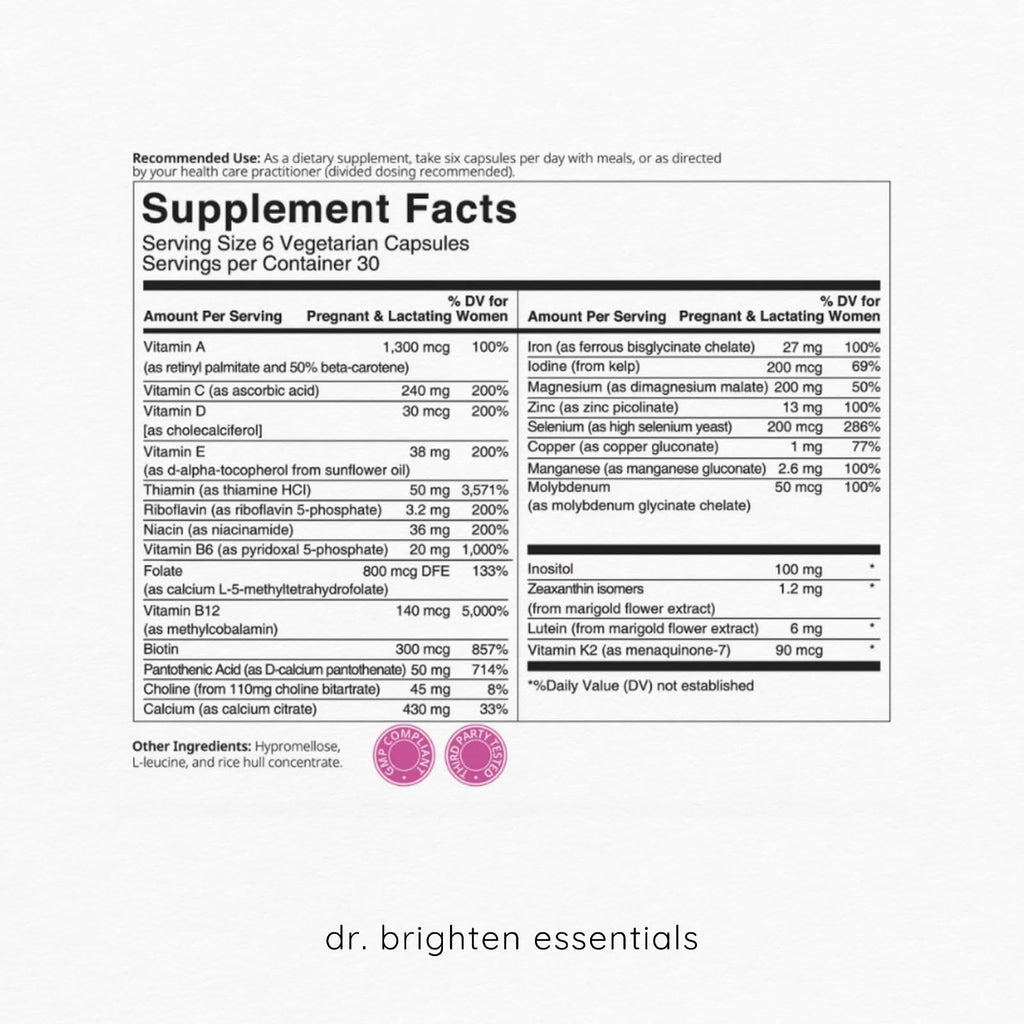 essential nutrients in prenatal capsules