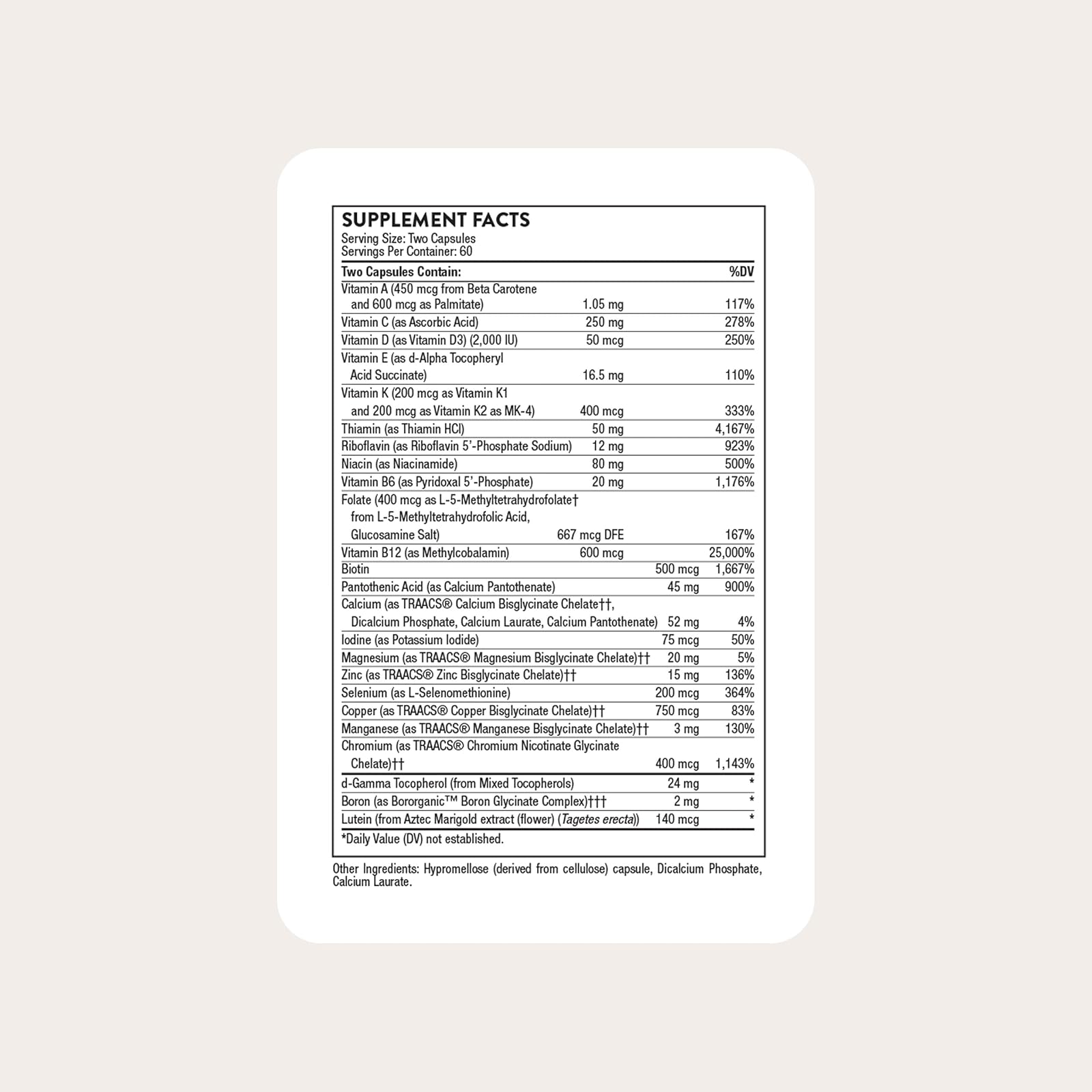 essential vitamins and minerals formula