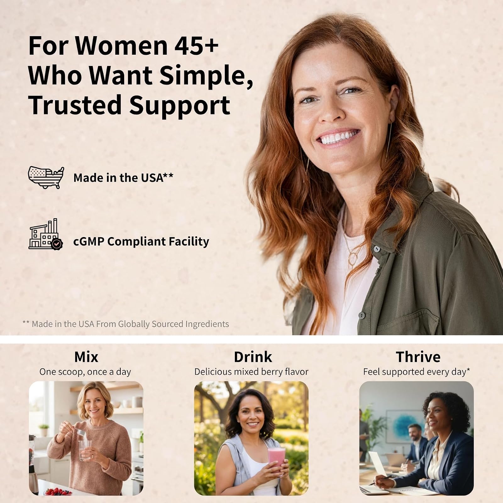 Essential vitamins for women's health 45+