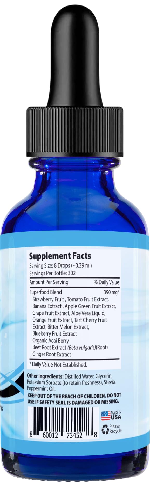 Essential vitamins in superfood liquid