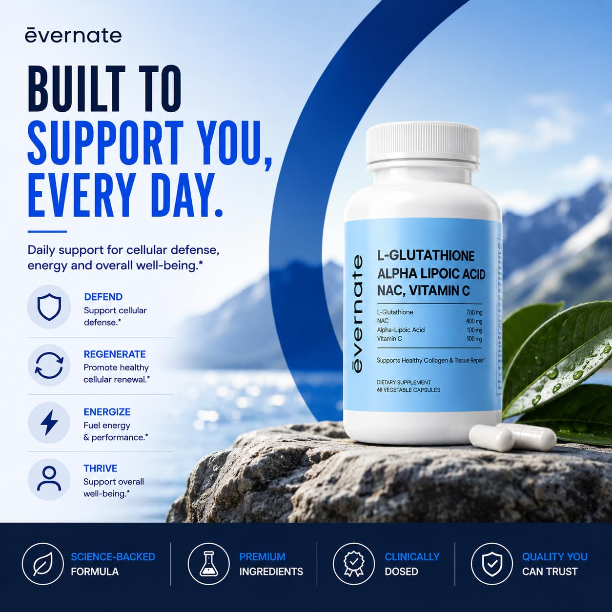 Evernate vegan capsules for skin health