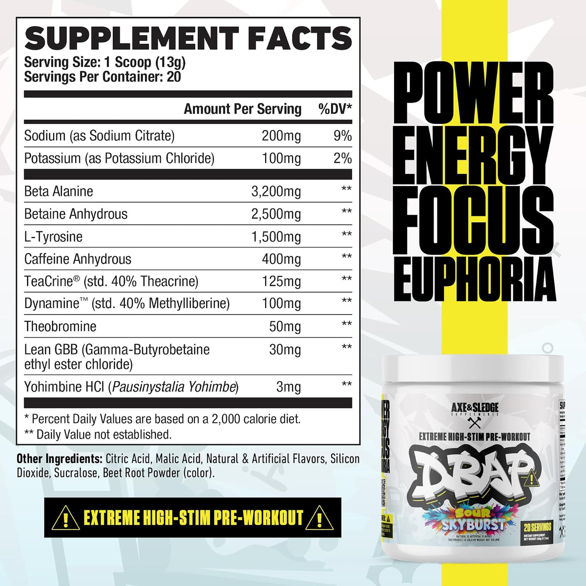 Extreme pre-workout powder with 400 mg caffeine