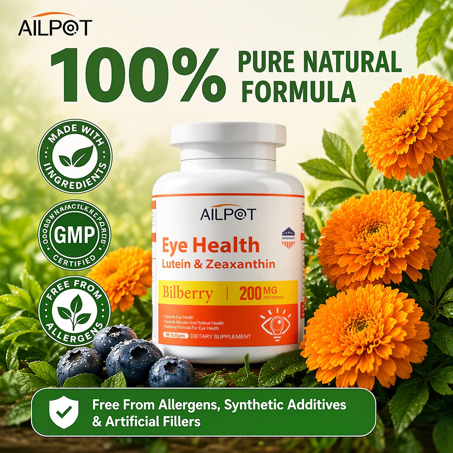 Eye vitamins with lutein and zeaxanthin