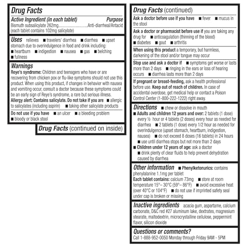 Fast-acting diarrhea relief tablets